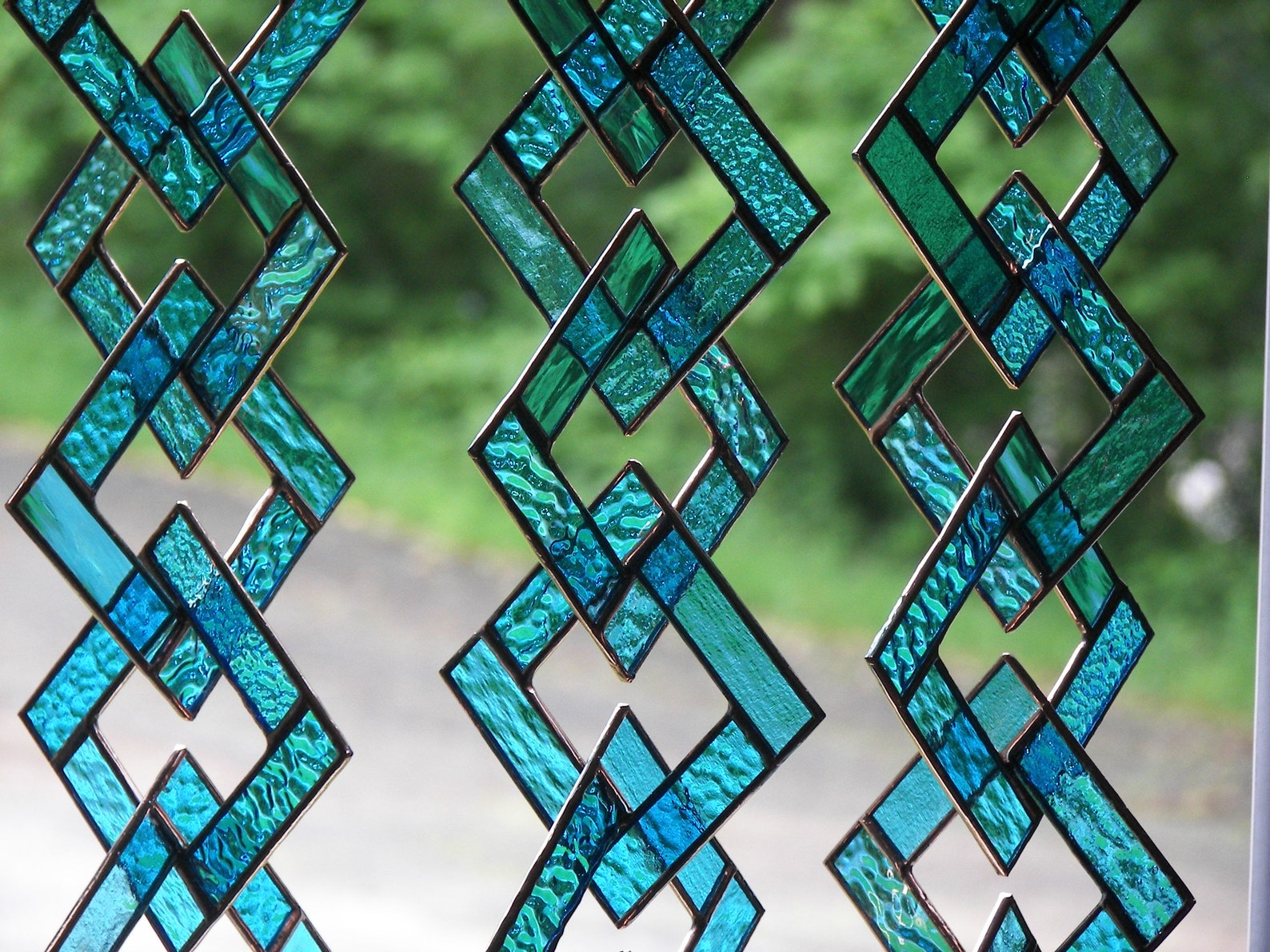 Turquoise Stained Glass-aqua Stained Glass -stained Glass Mobile ...