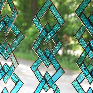 Turquoise Stained Glass-aqua Stained Glass -stained Glass Mobile ...