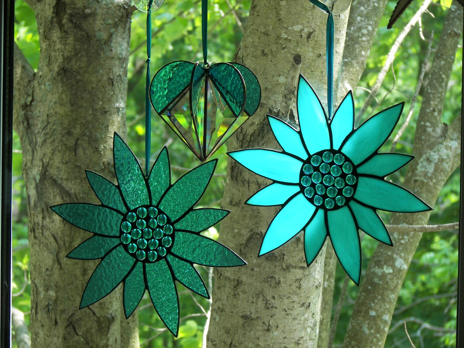 Stained Glass Heart Turquoise Stained Glass Suncatcher Heart - Etsy