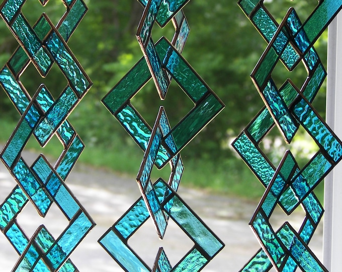 Turquoise Stained Glass-aqua Stained Glass -stained Glass Mobile ...