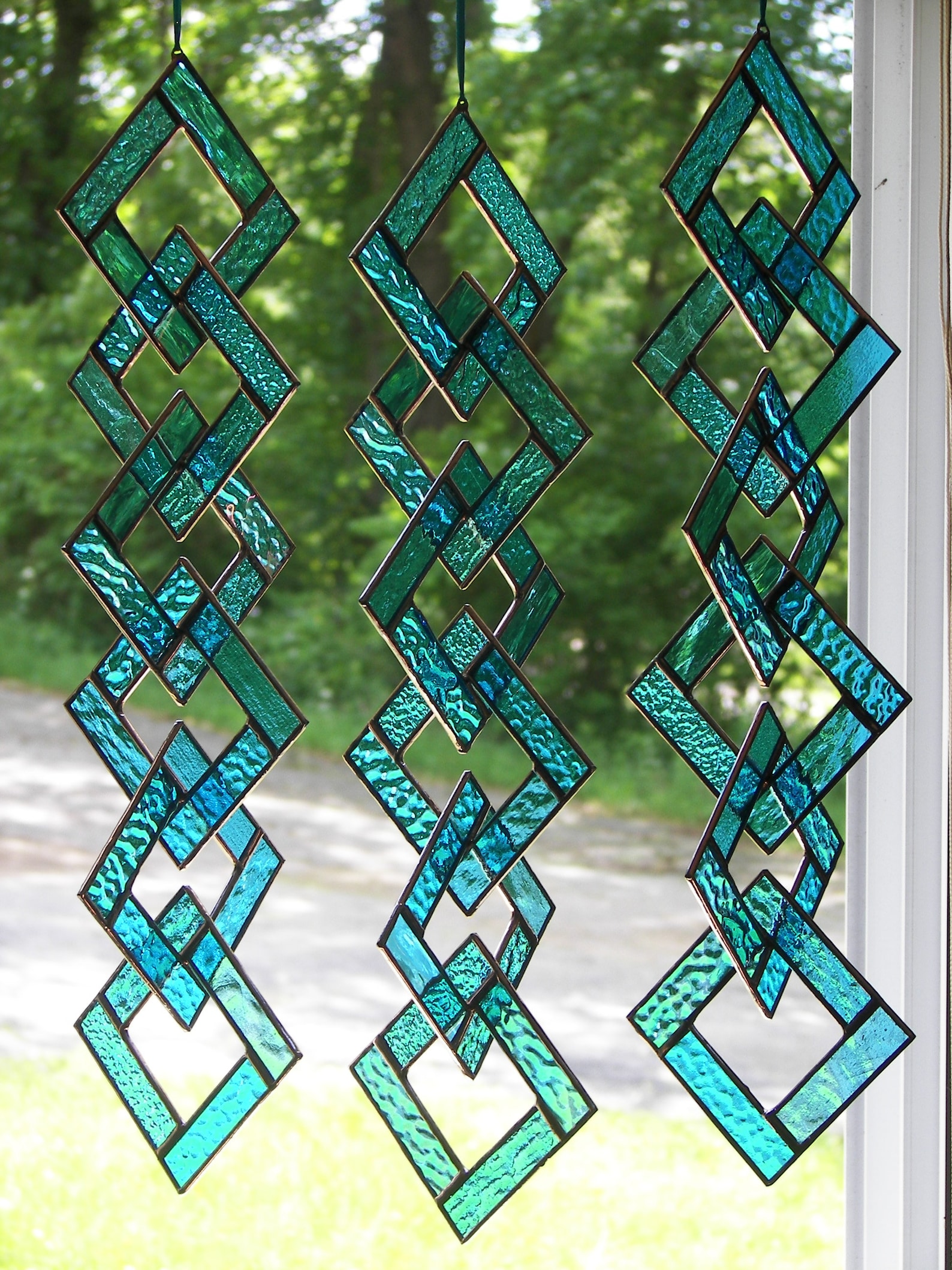 Turquoise Stained Glass-aqua Stained Glass stained Glass Mobile ...