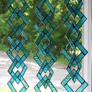 Turquoise Stained Glass-aqua Stained Glass -stained Glass Mobile ...