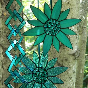 Turquoise Stained Glass-stained Glass Suncatcher-stained Glass - Etsy