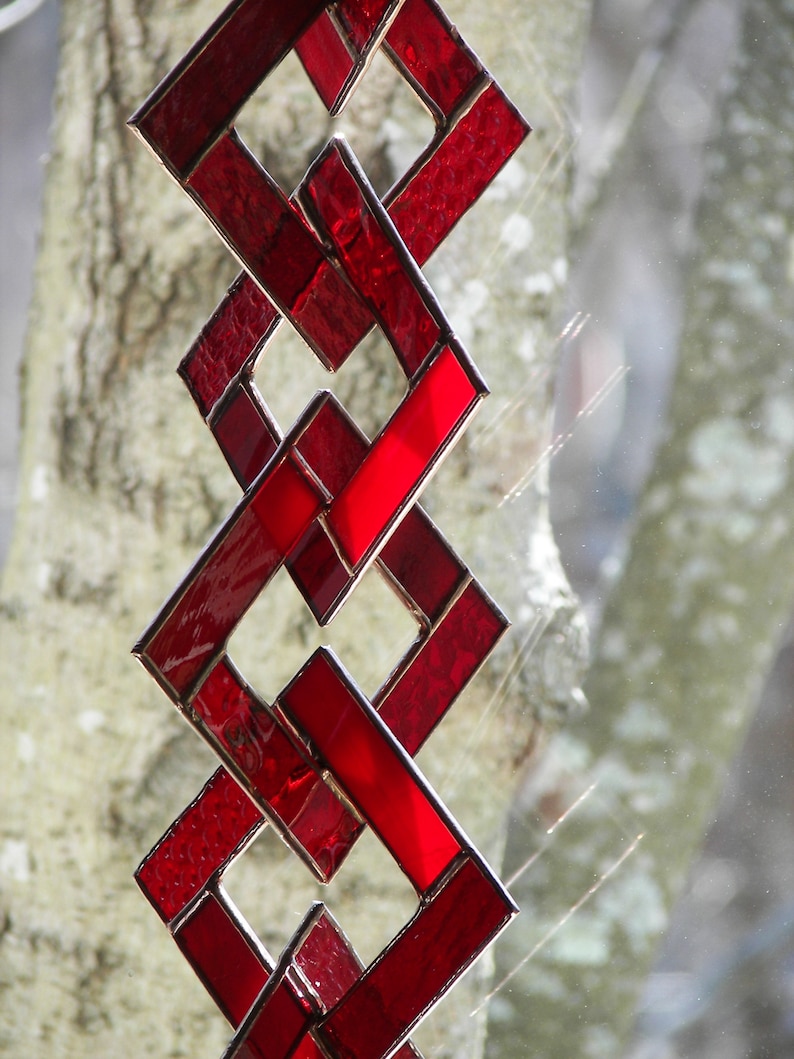 Red Stained Glass-stained Glass Suncatcher-stained Glass - Etsy