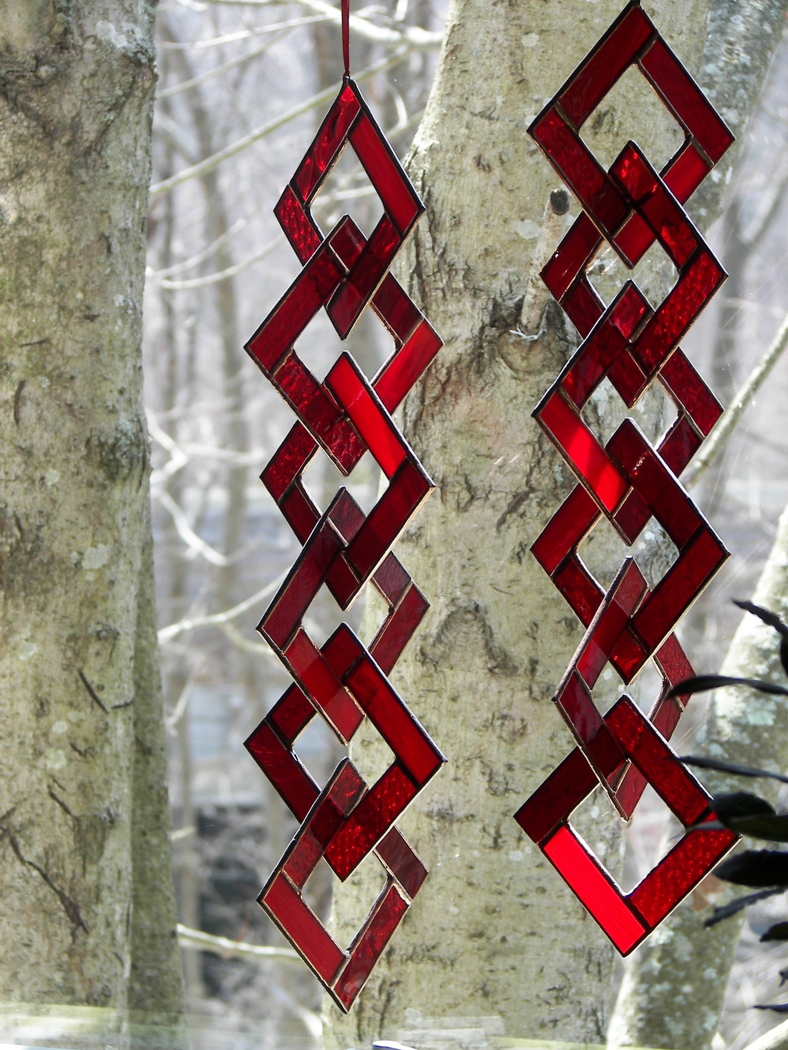 Red Stained Glass-stained Glass Suncatcher-stained Glass - Etsy