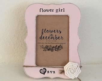 Flower Girl Gift Personalized Picture Frame Rustic Thank You Country ...