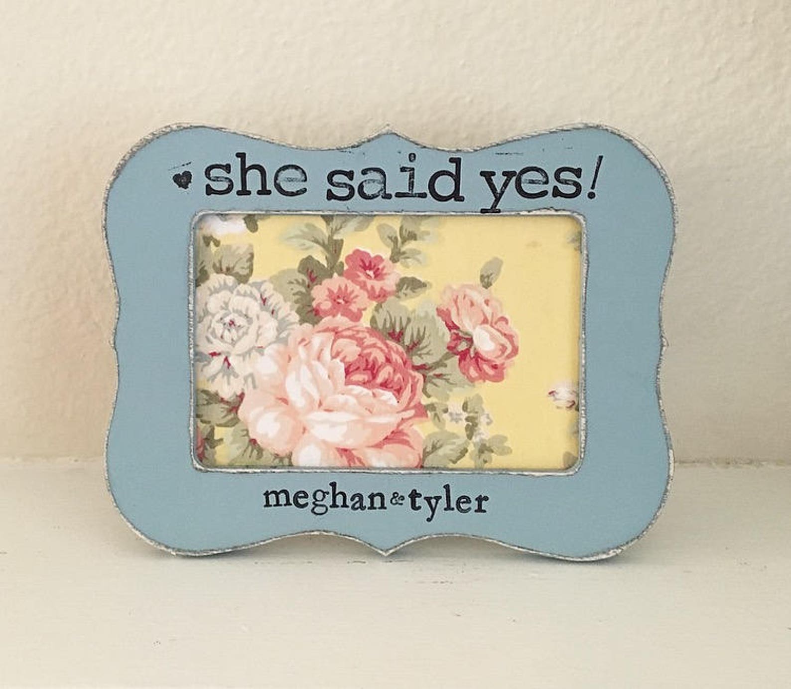She Said Yes Frame Engagement Picture Frame Couples Gift - Etsy