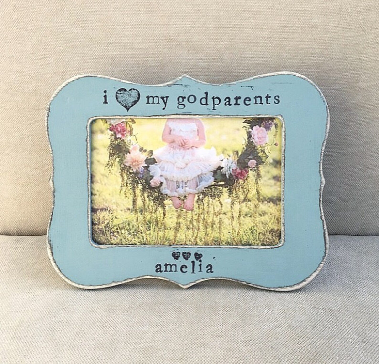 Personalized Godparents Picture Frame: Hand Stamped 4x6 Photo Gift - Etsy