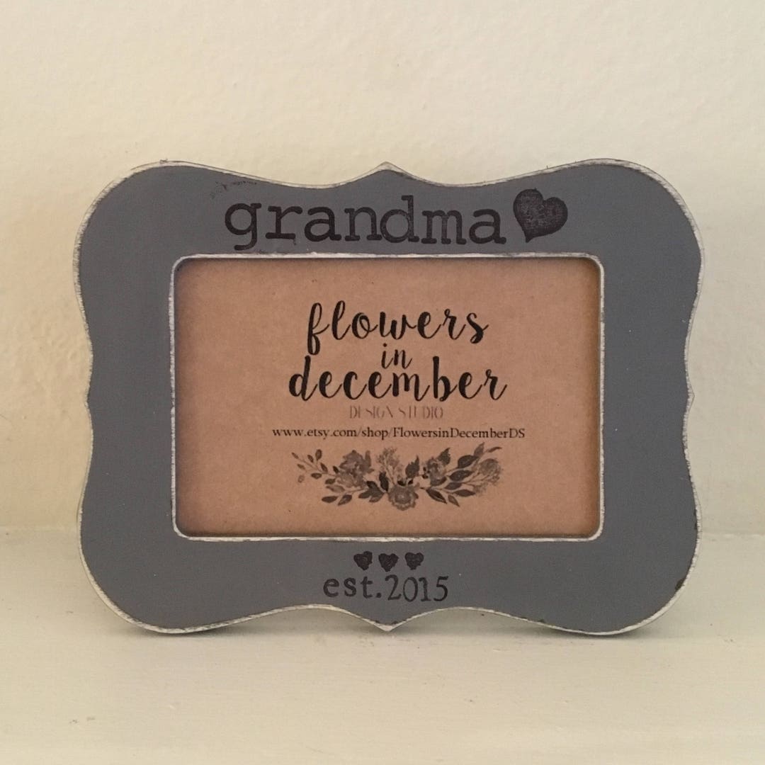 Personalized Grandma Picture Frame: Hand Stamped, Distressed Wood, 4x6 ...