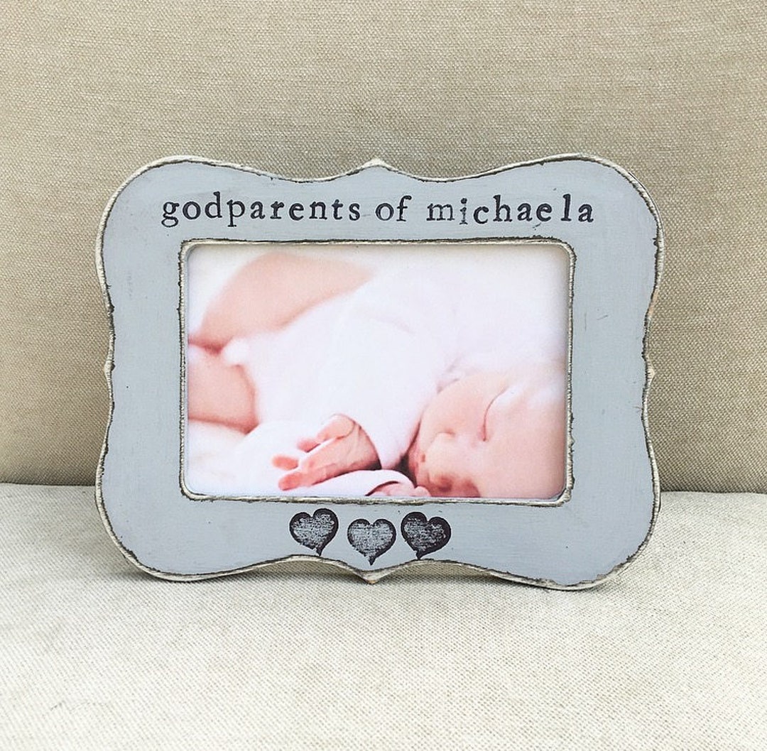 Personalized Godparents Picture Frame: Hand Stamped 4x6 Photo Frame - Etsy