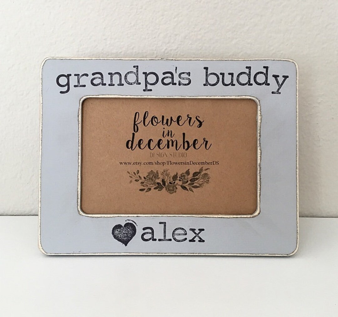 Personalized Grandpa Picture Frame: Hand Stamped, Vintage Gray, 4x6 ...