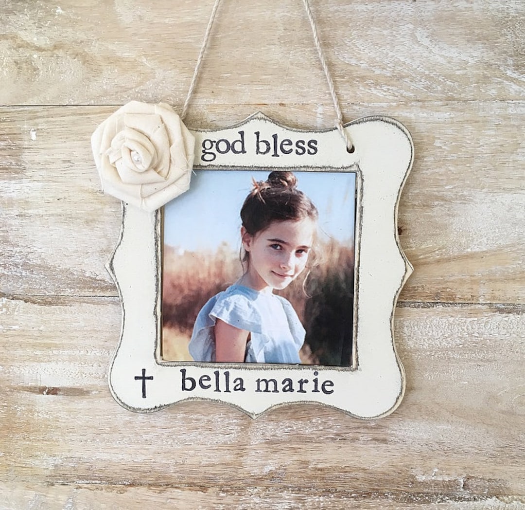 Personalized Christian Photo Frame Ornament: God Bless Gift - Etsy