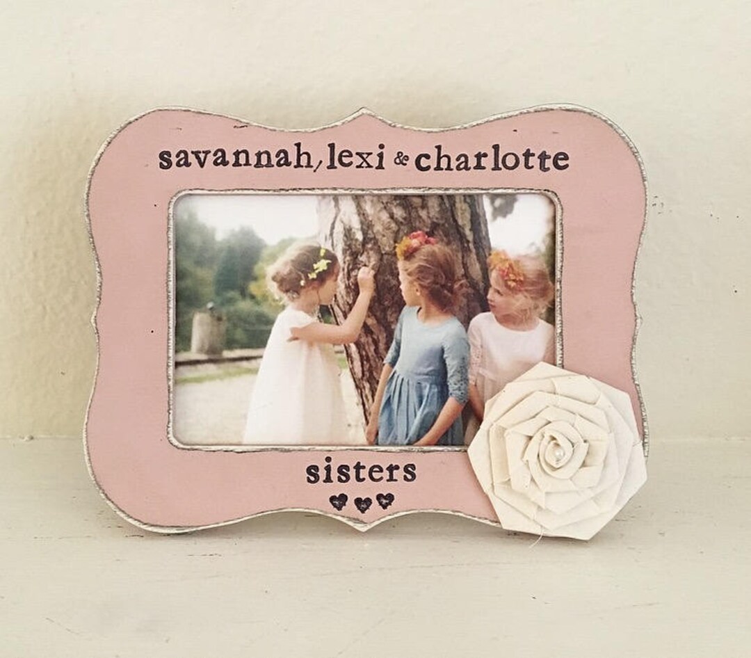Personalized Sisters Picture Frame: Hand Stamped, Painted, 4x6, Shabby ...