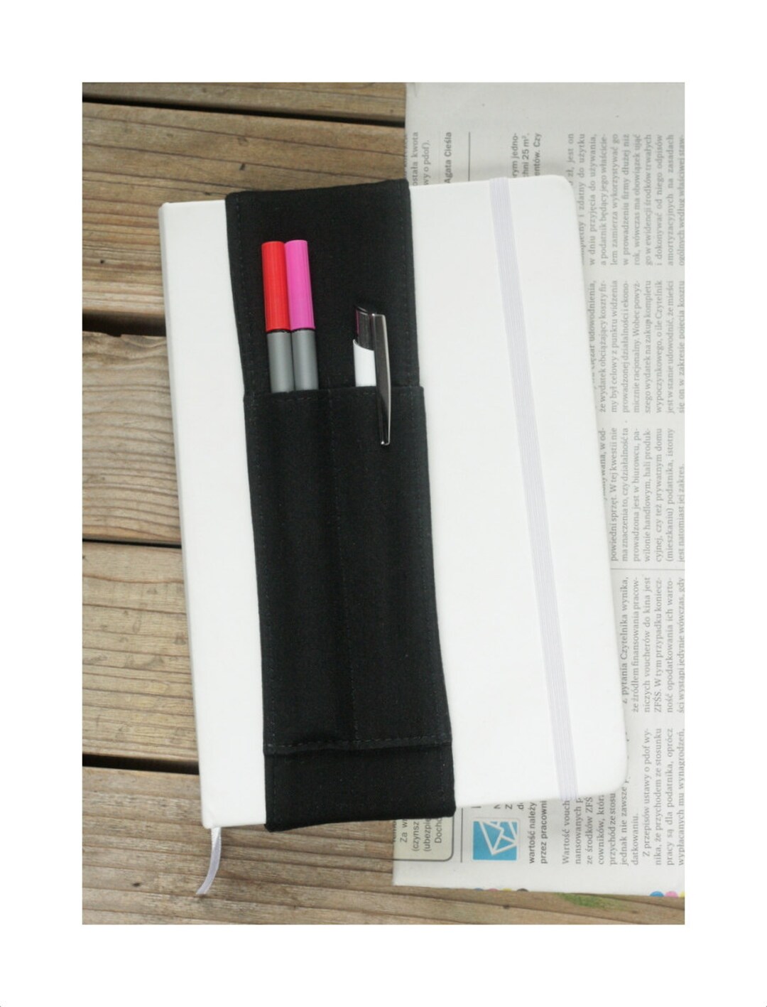 MTO Minimalistic Notebook Pen Holder - Black - Etsy