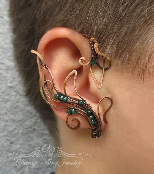 Pair or Copper Ear Wraps Fern Flower | Etsy