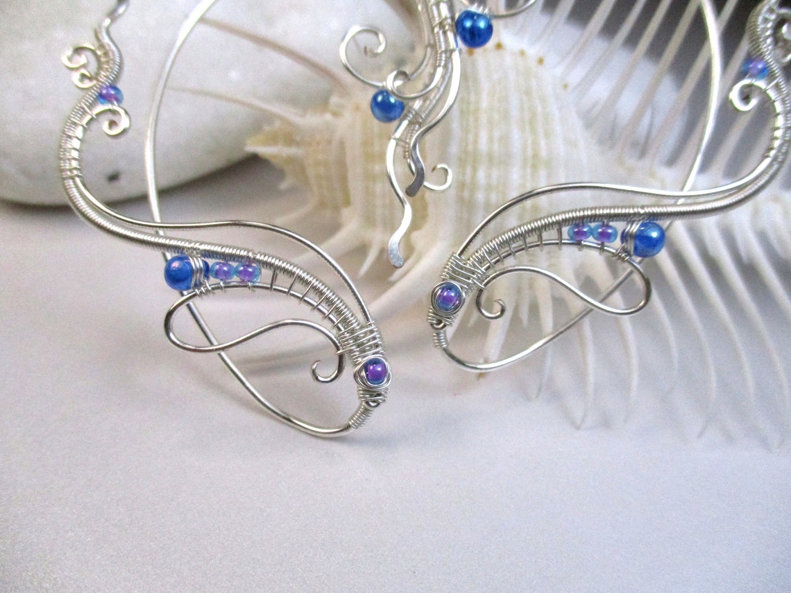 Pair of ear cuffs Rigel Blue ear cuffs Elf earrings Ear | Etsy