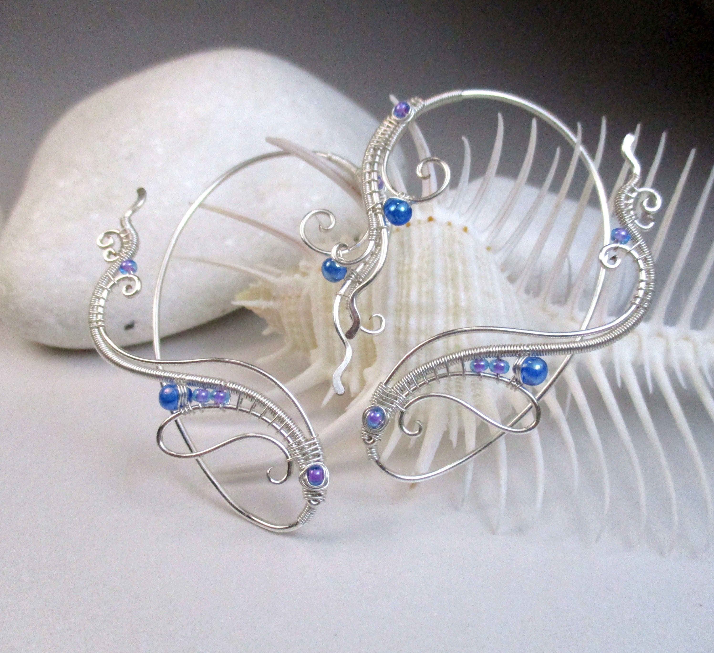 Pair of ear cuffs Rigel Blue ear cuffs Elf earrings Ear | Etsy