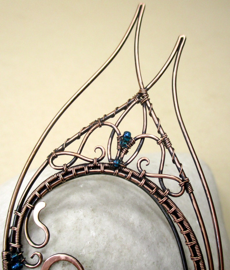 Copper Elf Ear Cuffs Erigeneia: Teal Beaded Elven Ear Jewelry, No ...