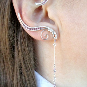 Pair of Ear Cuffs Dark Cosmos Long Dangle Ear Cuffs, Single Dangle ...