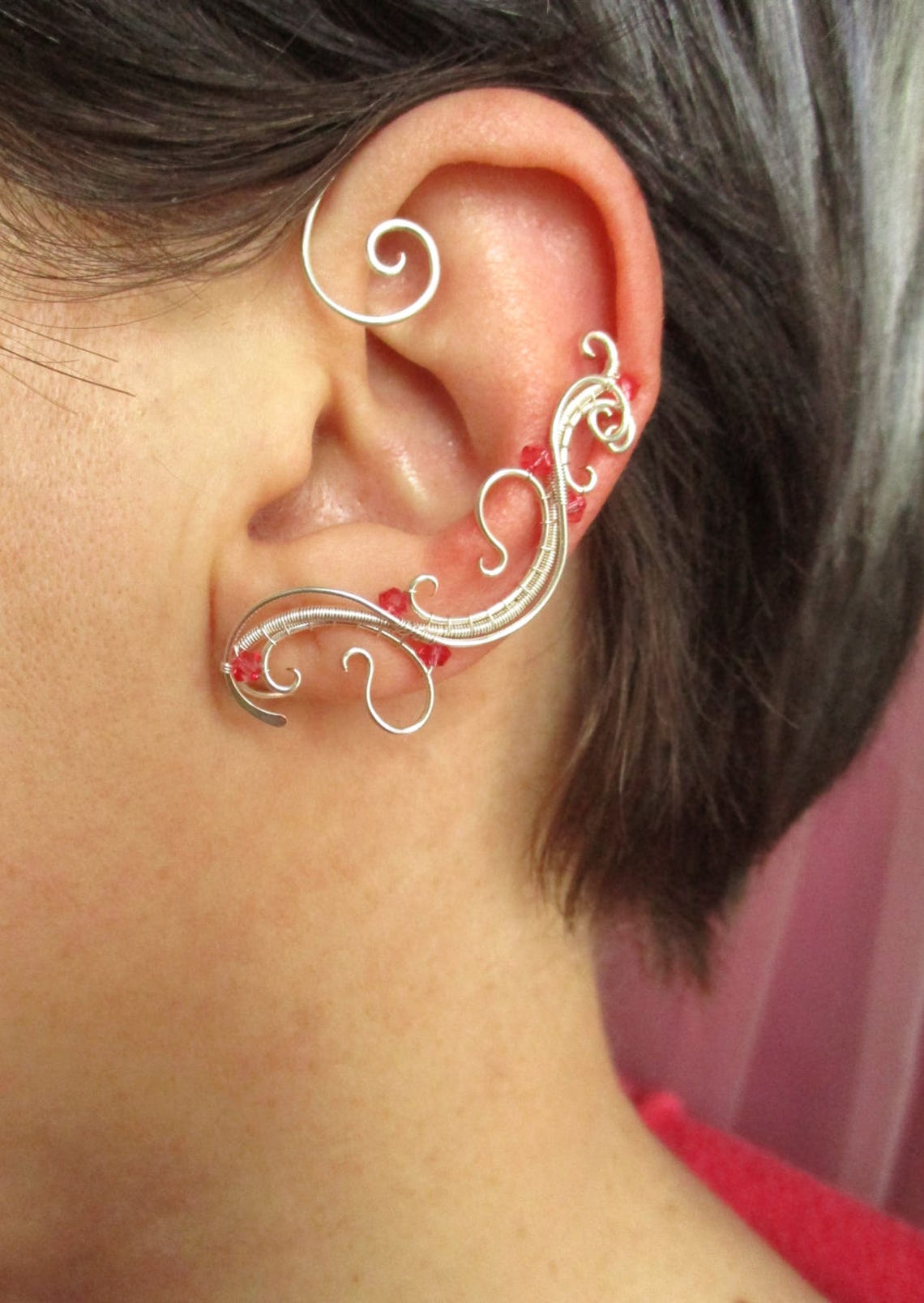 Pair of Ear Cuffs Afterglow Wire Wrapped Ear Cuffs Elf - Etsy