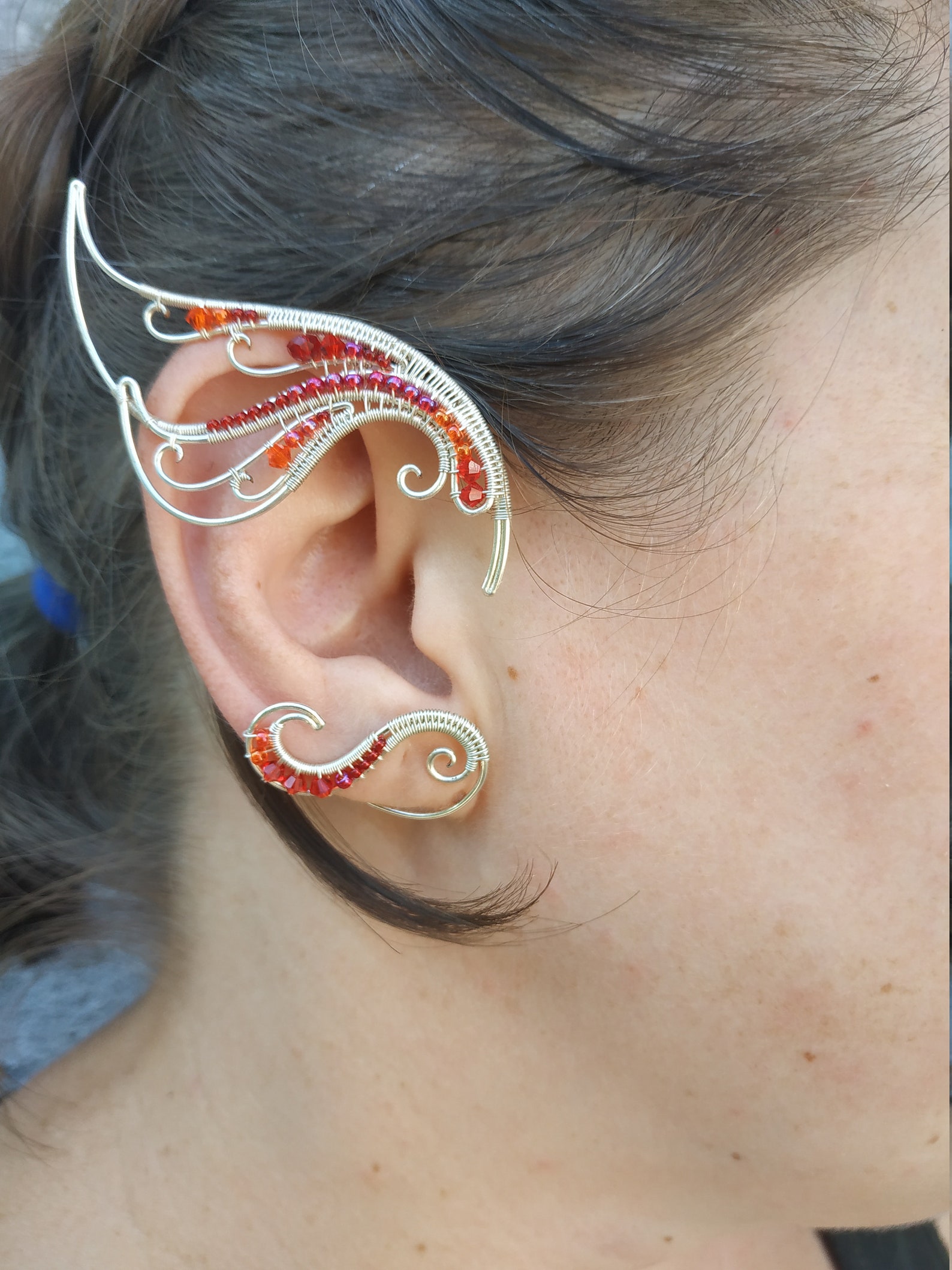 Pair of ear cuffs Mermaid of the fire lake Ear cuffs Elf | Etsy