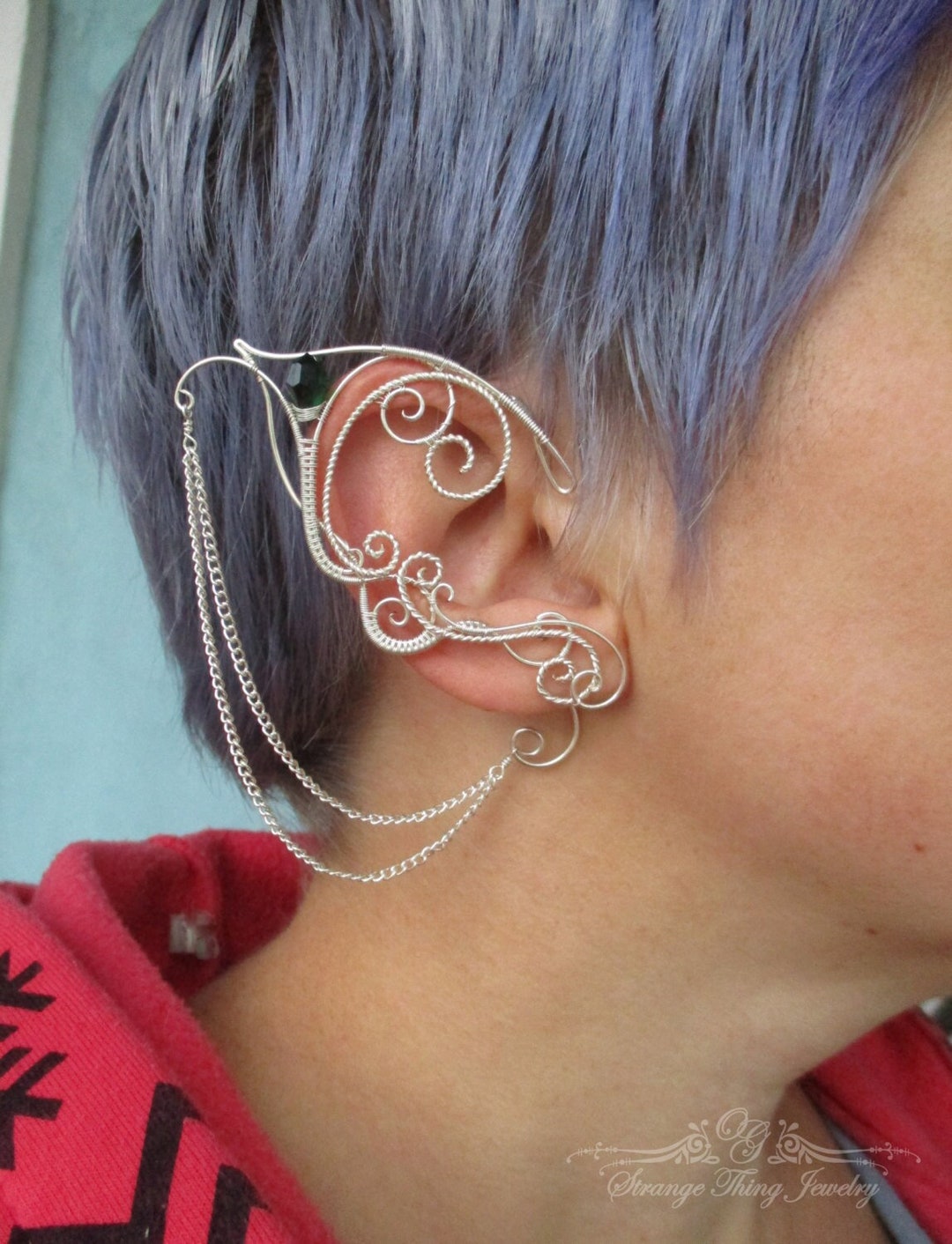 Pair of Elf Ear Cuffs Empire - Ear Cuff With Chains - Elvish Ears With ...