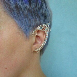Pair of Elf Ear Cuffs Venus With Pink and Blue Beads, Metal Elf Ears ...