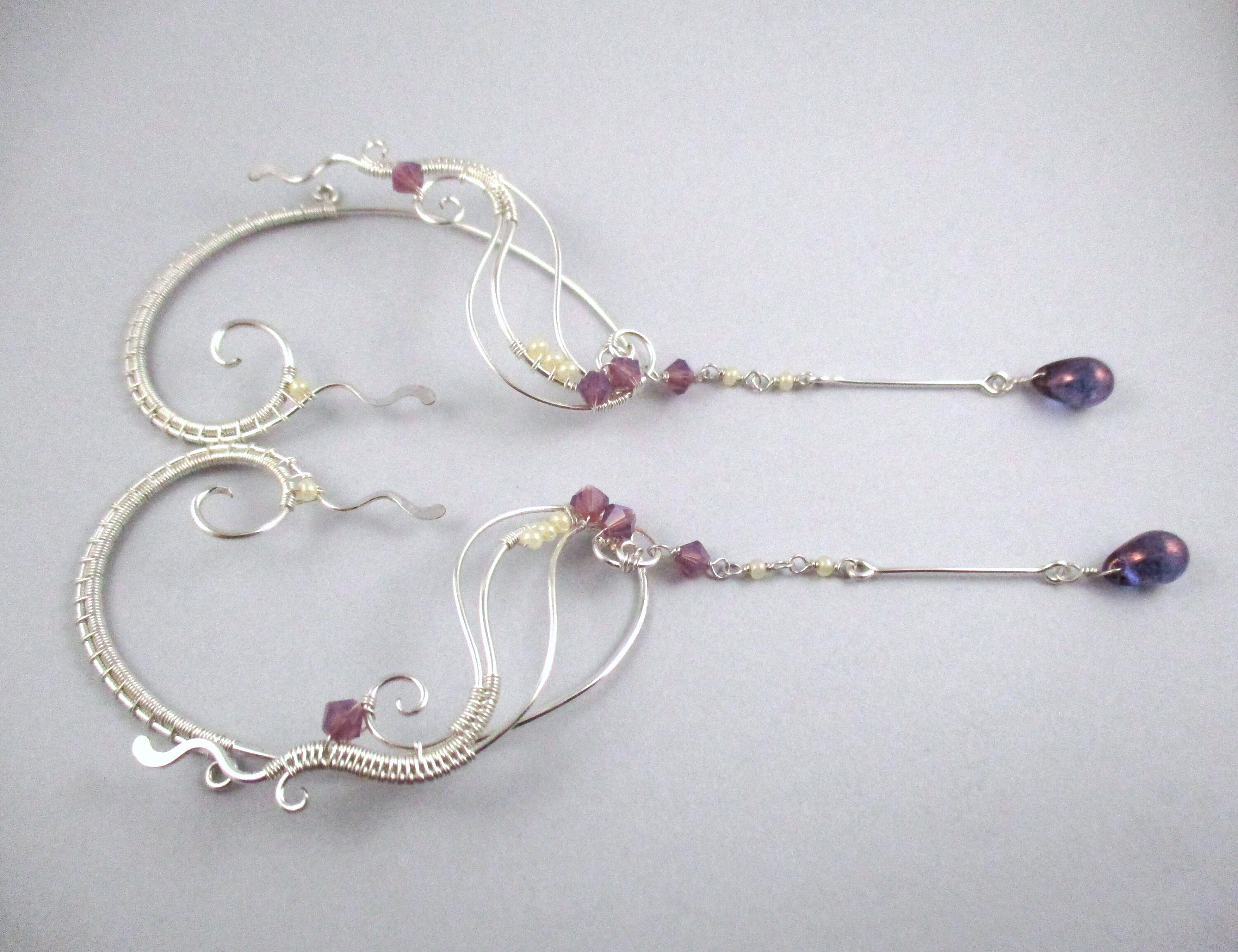 Pair of Ear Cuffs Dark Cosmos - Long Dangle Ear Cuffs, Single Dangle ...