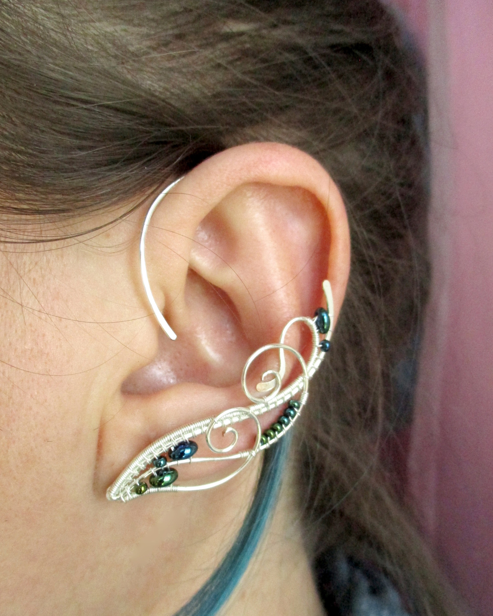 Pair of Ear Cuffs Ocean Breeze Green Blue Ear Cuffs Elven - Etsy