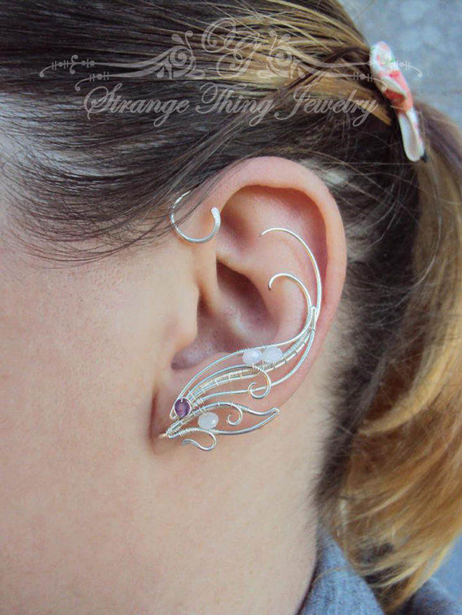 Pair of Wire Wrapped Ear Cuff - Ear Cuffs - Elf Earrings - Ear Crawler ...