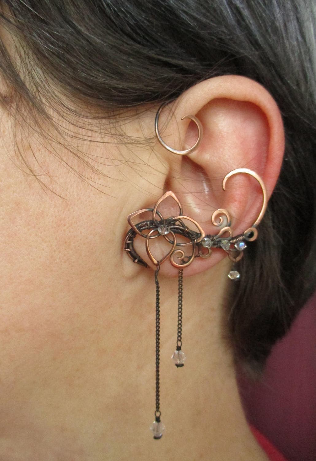 Copper Wire Wrapped Ear Cuffs Tethys - Etsy
