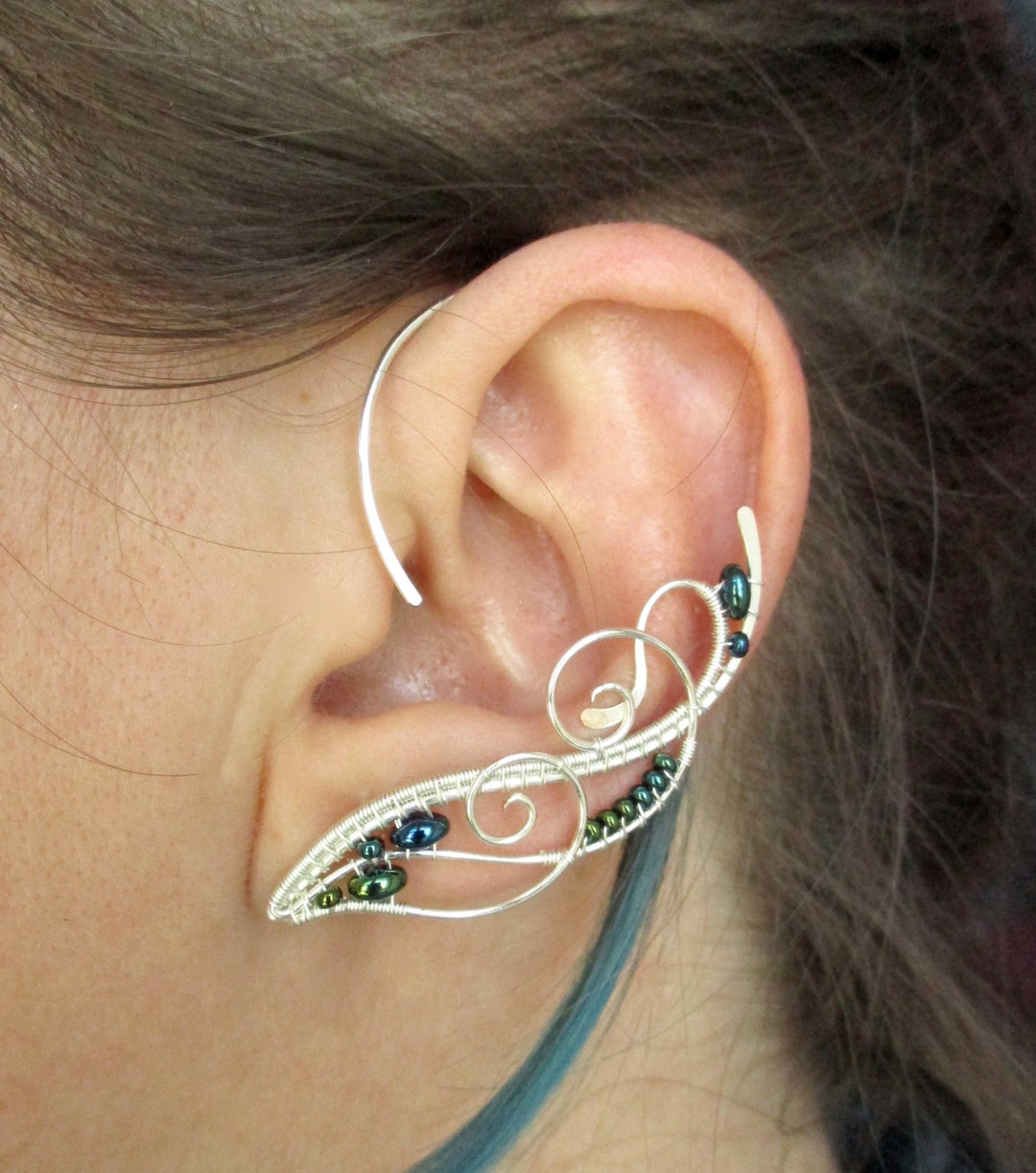 Pair of Ear Cuffs Ocean Breeze - Green Blue Ear Cuffs - Elven Earrings ...