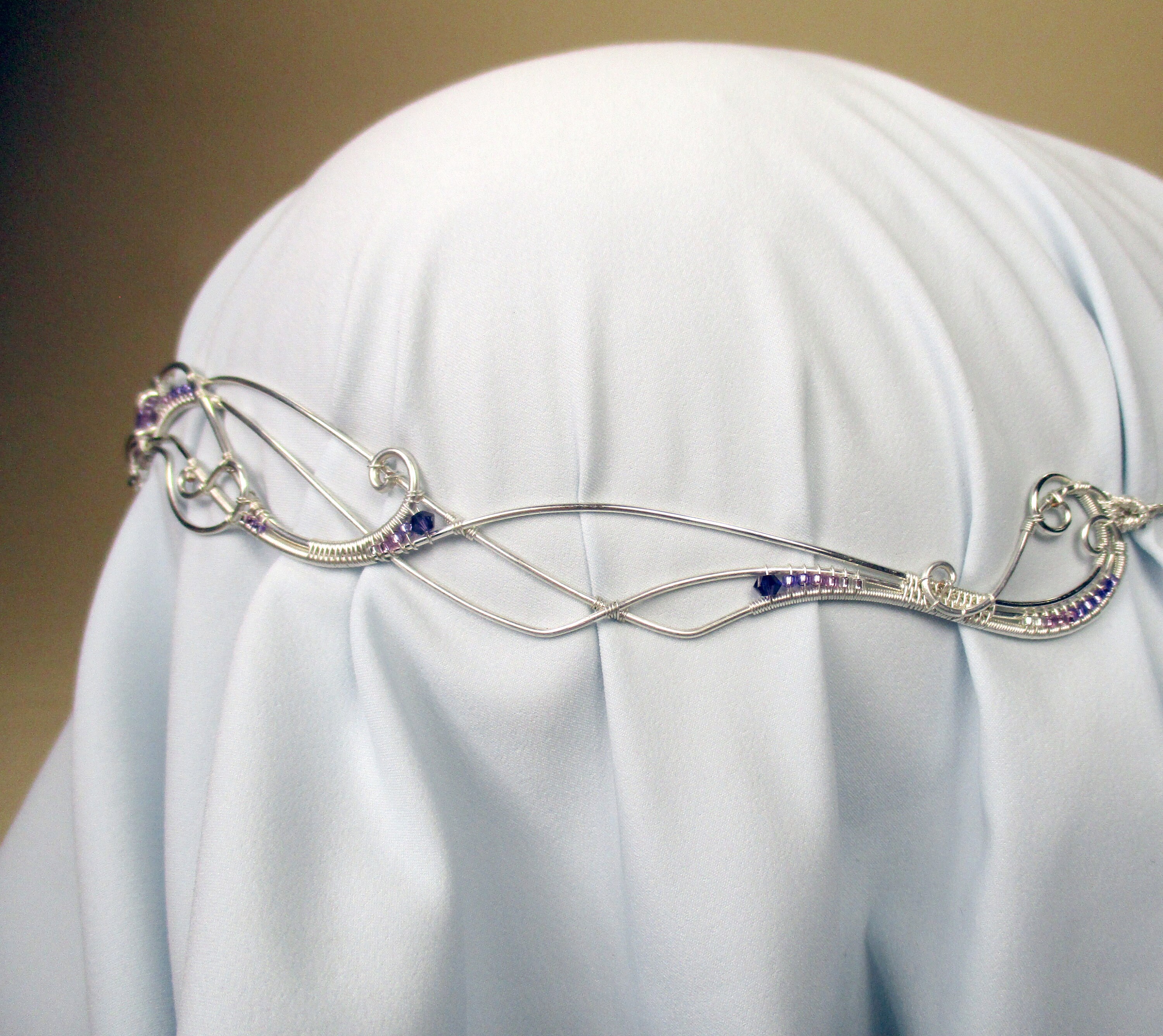 Wire Wrapped Elf Circlet Amalthea in Silver With Lavander Jewel - Etsy