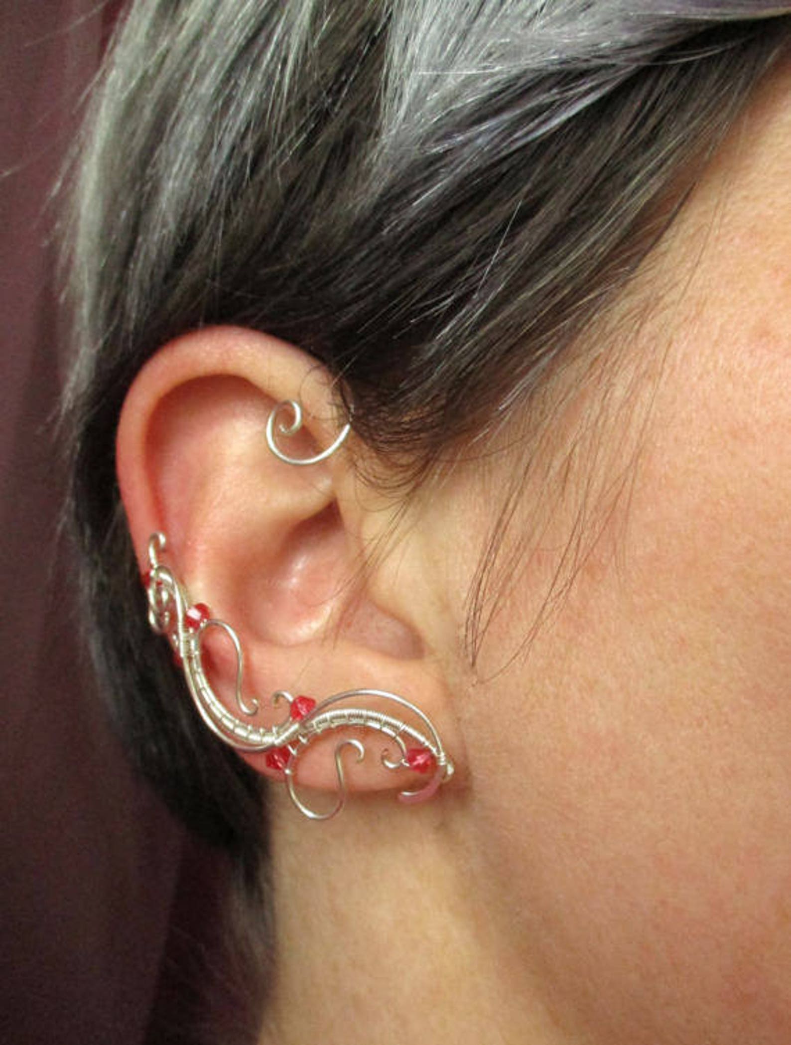 Pair of Ear Cuffs Afterglow Wire Wrapped Ear Cuffs Elf - Etsy