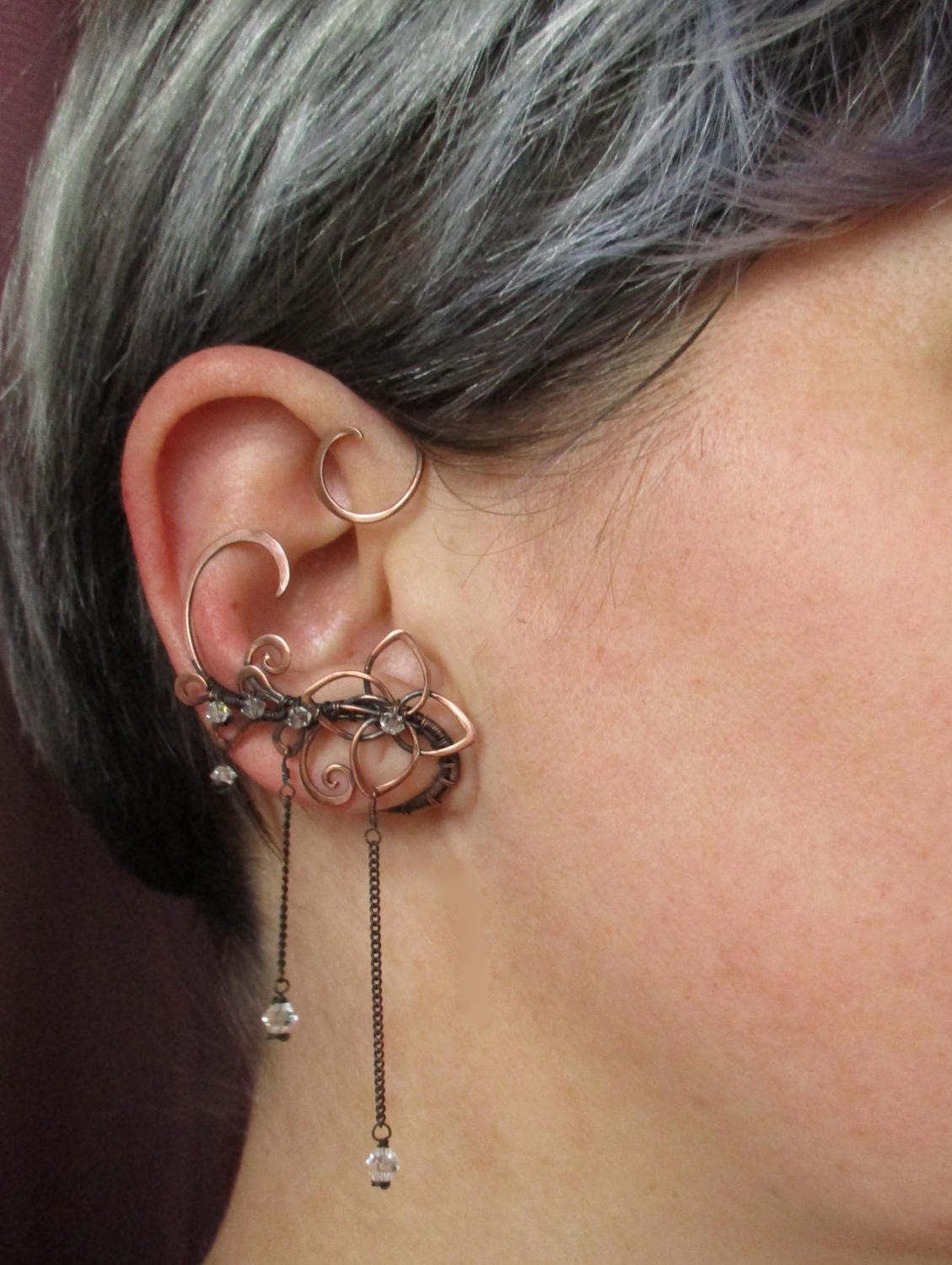 Copper Wire Wrapped Ear Cuffs Tethys - Etsy