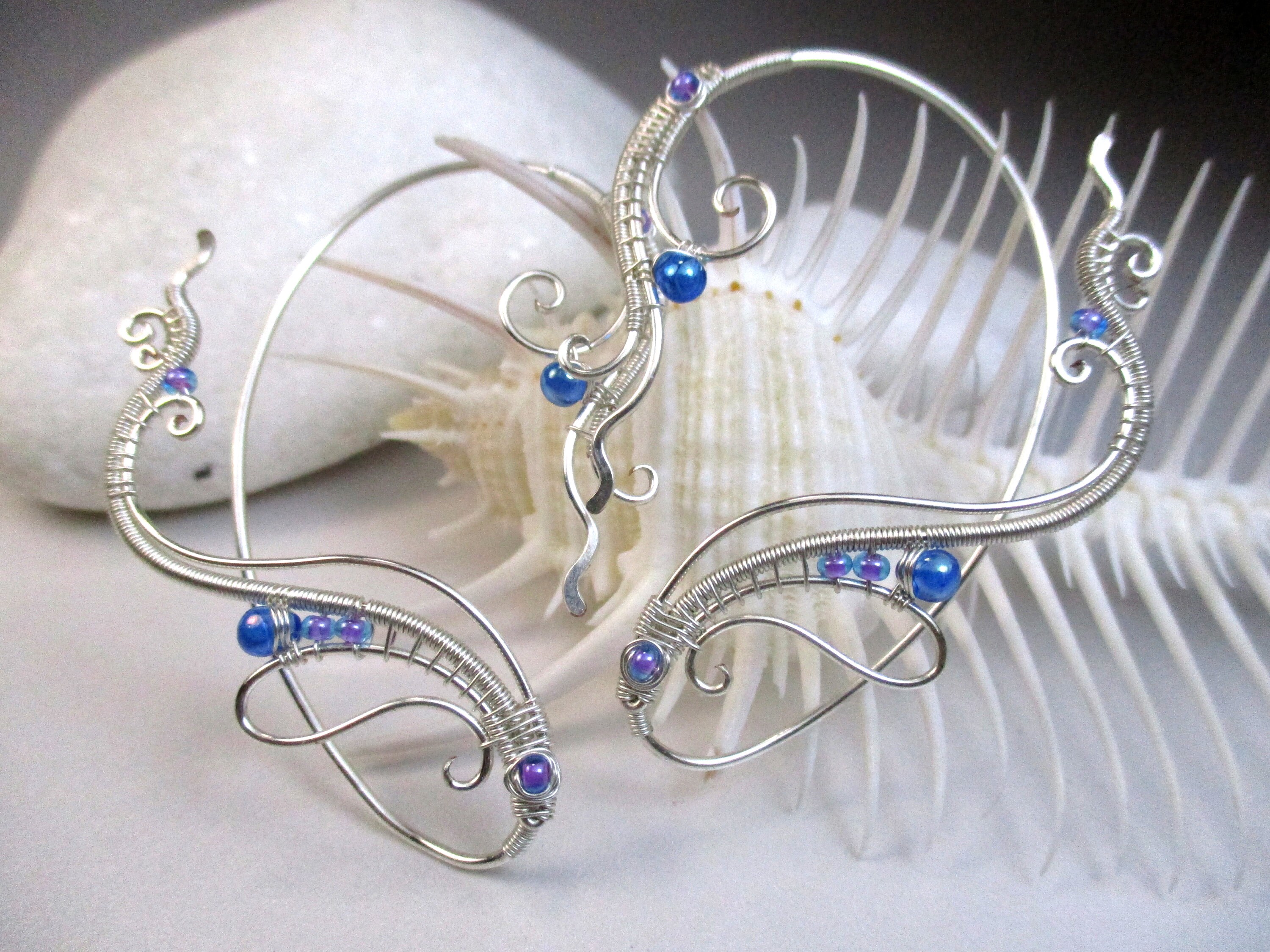 Pair of ear cuffs Rigel Blue ear cuffs Elf earrings Ear | Etsy