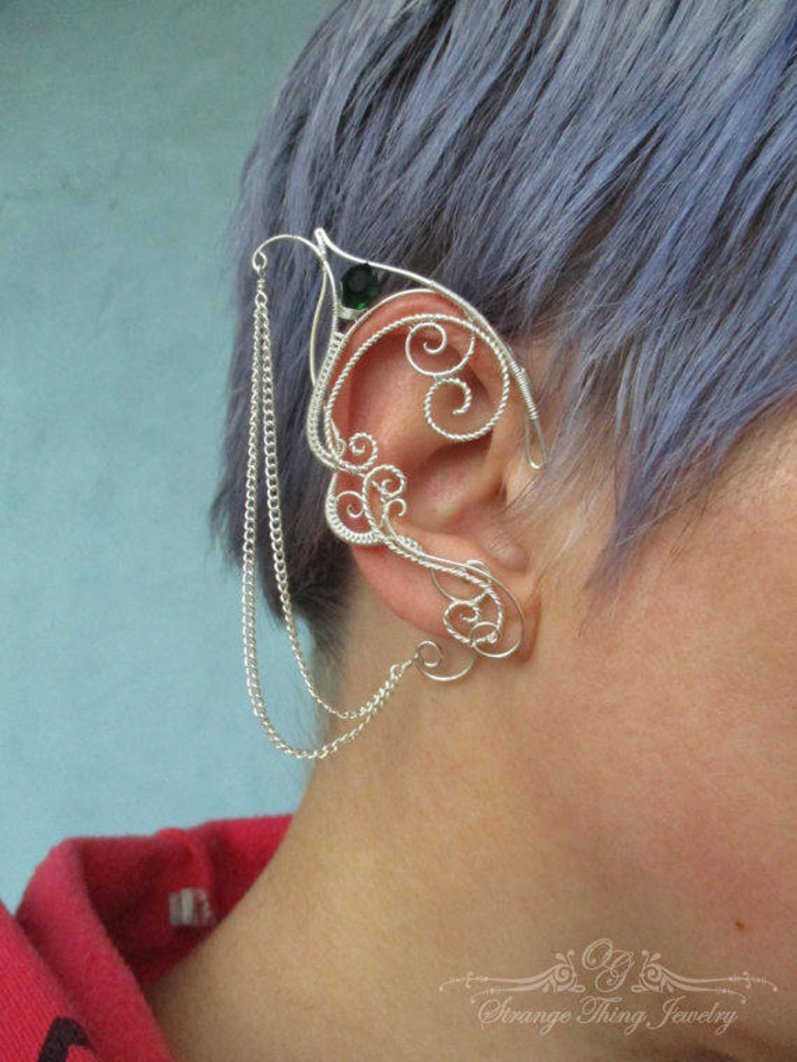 Pair of Elf Ear Cuffs Empire - Ear Cuff With Chains - Elvish Ears With ...