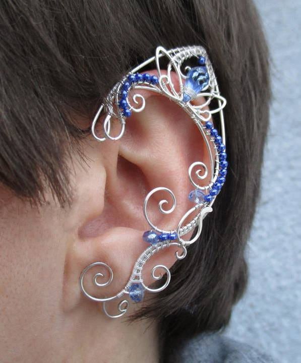 Pair of Elven Ear Cuffs Cornflower Bloom Ear Cuff Elf Ears - Etsy