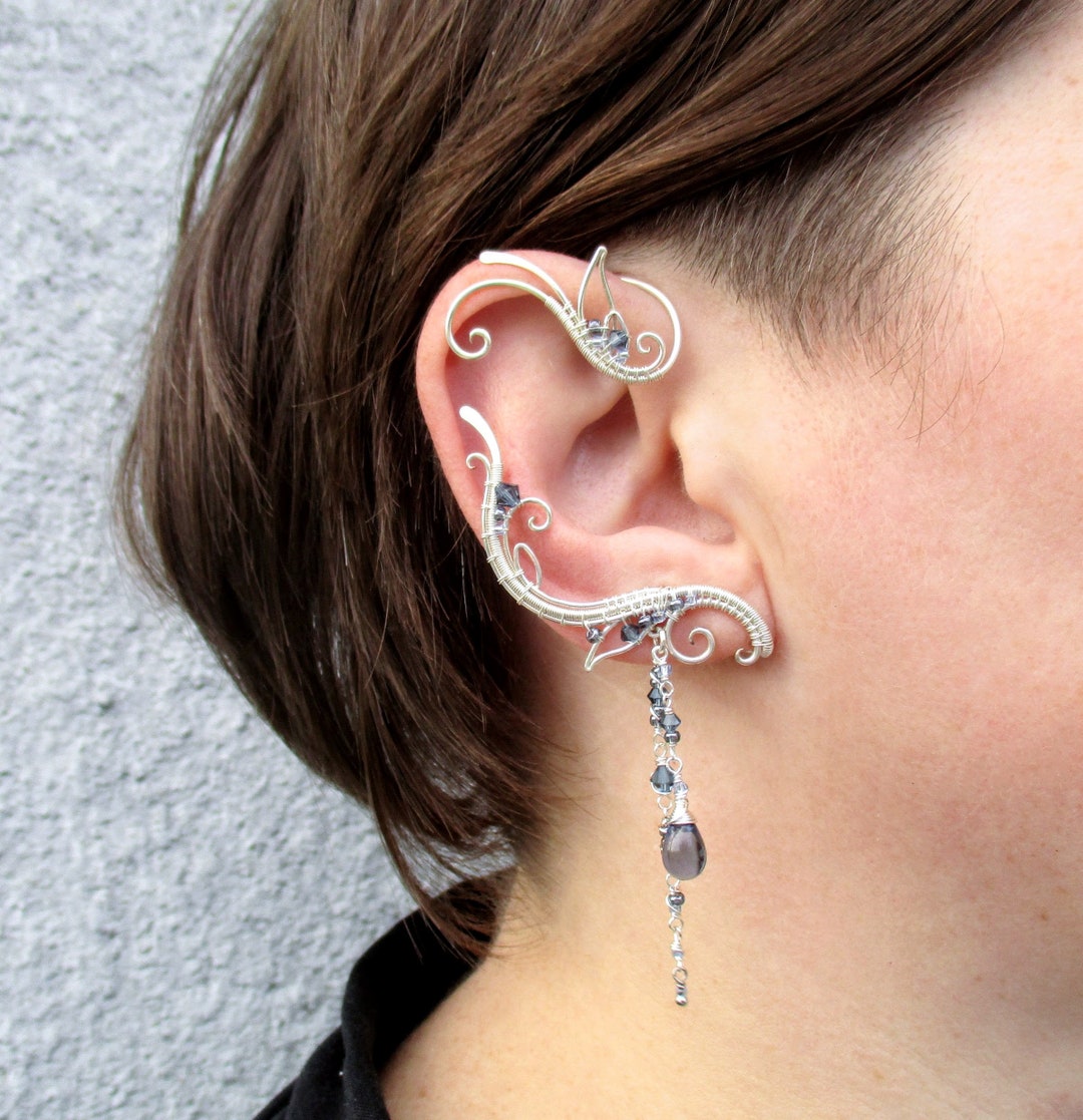 Pair of Ear Cuffs Asperitas - Silver Color Dangle Ear Cuffs, Single ...