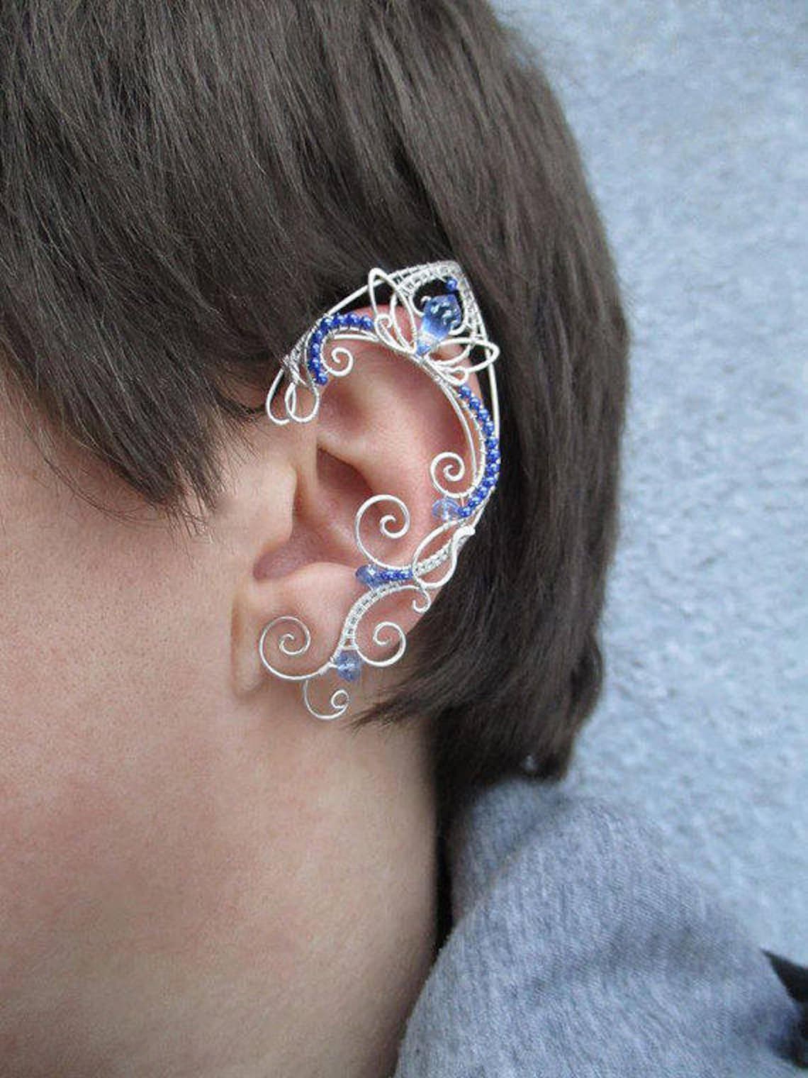 Pair of Elven Ear Cuffs Cornflower Bloom Ear Cuff Elf Ears - Etsy