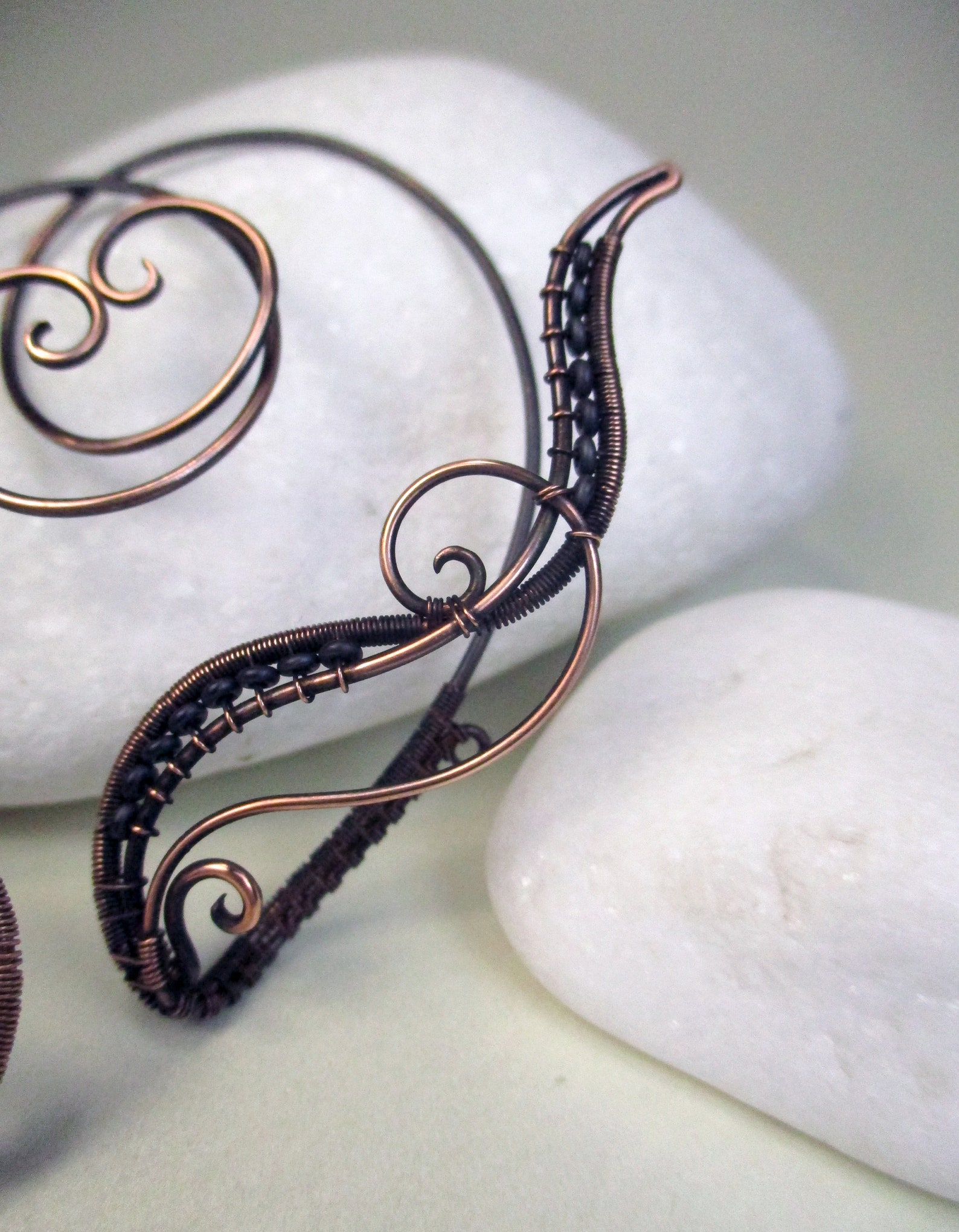 Black Copper Ear Cuffs Phoenix Ear Cuffs Elf Earrings - Etsy