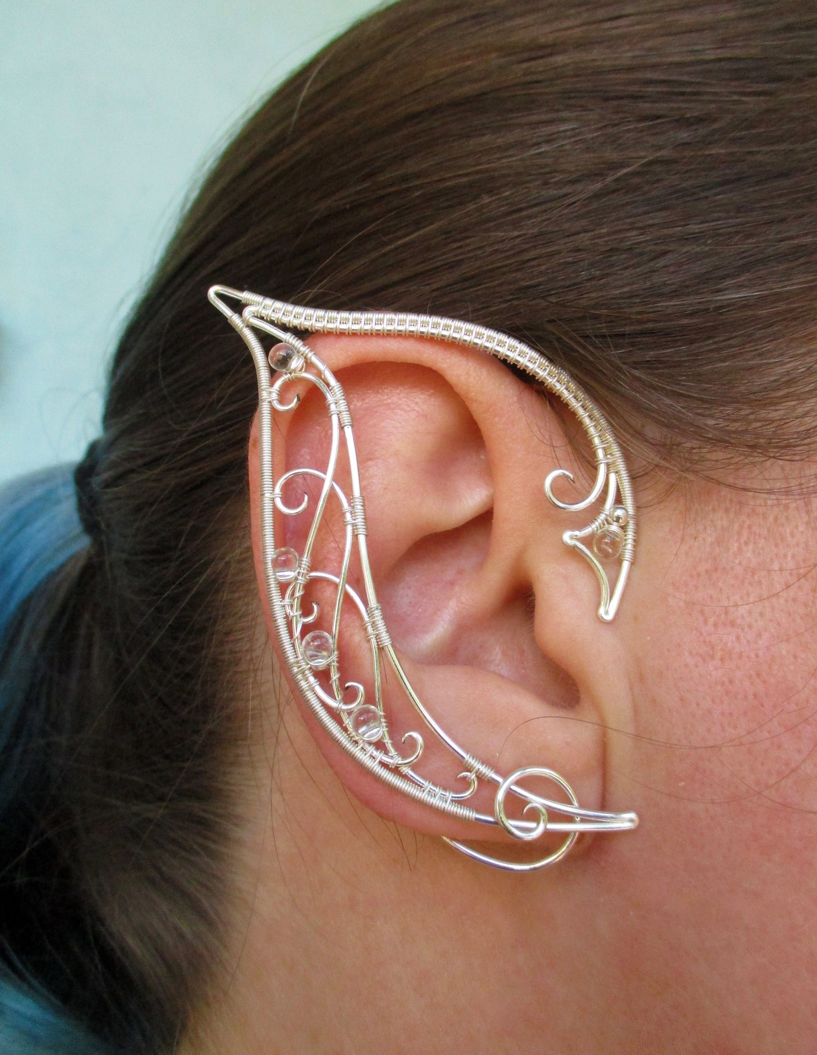 Pair of Elf Ear Cuffs Aura Single Silver Big Earring No - Etsy