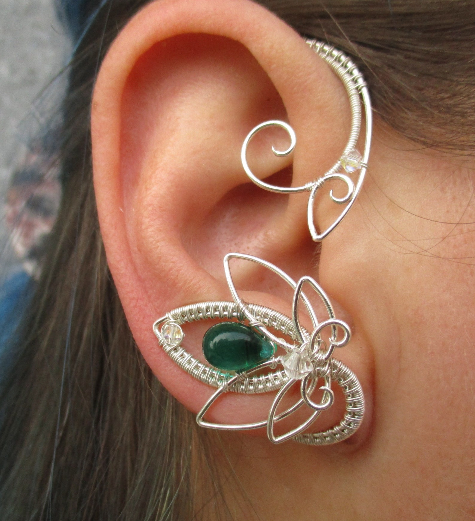 Pair of wire ear cuffs Ivy Ear cuffs Elf earrings Ear | Etsy