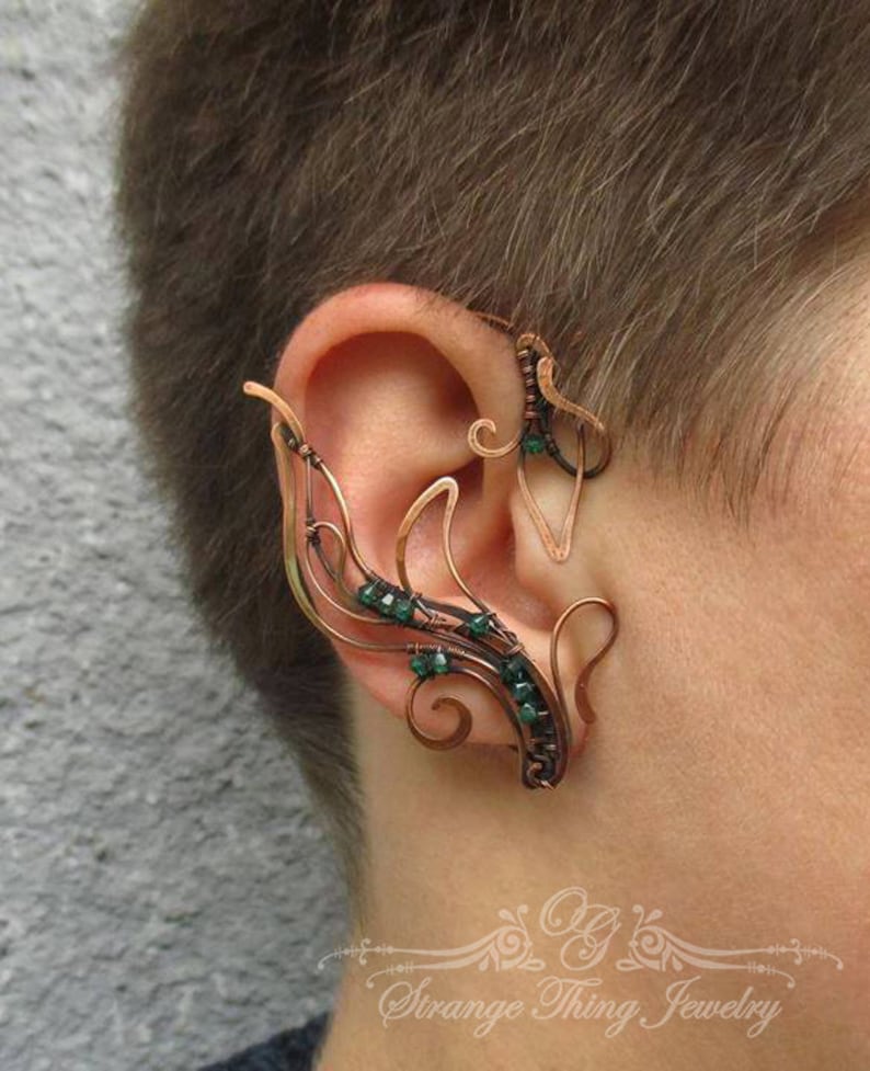 Pair or Copper Ear Wraps Fern Flower - Etsy