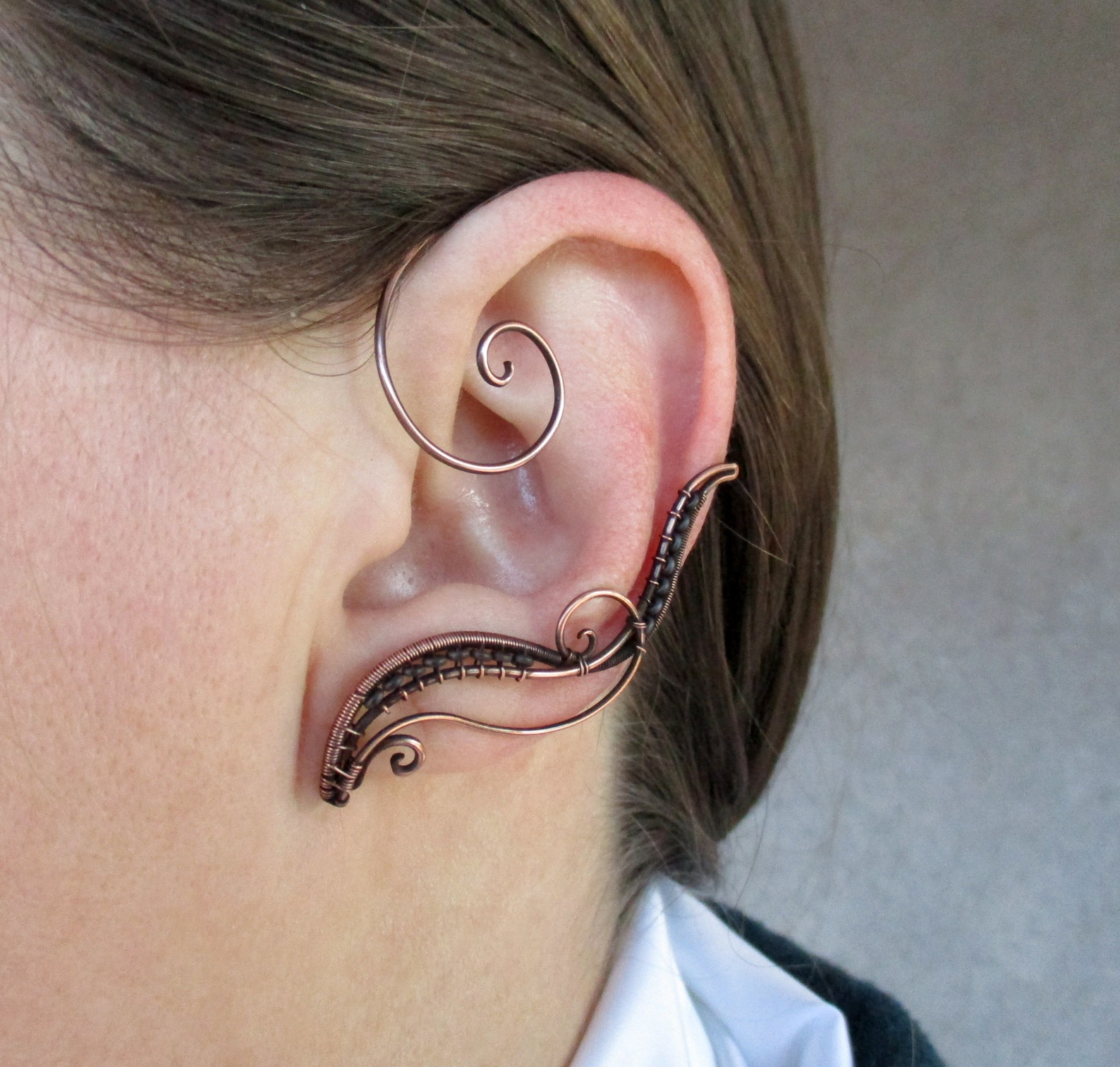 Black Copper Ear Cuffs Phoenix Ear Cuffs Elf Earrings - Etsy