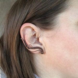 Black Copper Ear Cuffs Phoenix Ear Cuffs Elf Earrings - Etsy