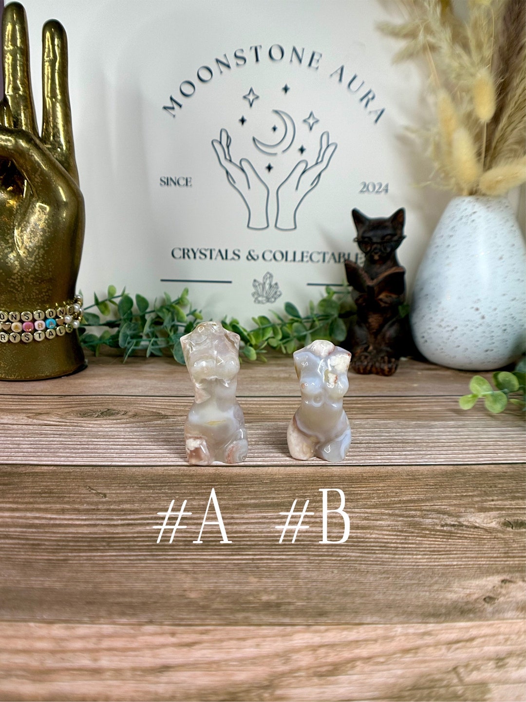 Pink Flower Agate Goddess Body Carving Self-standing Crystal Rock for ...