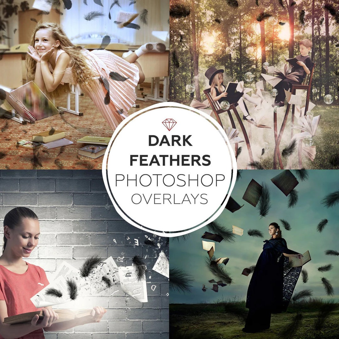 32 Dark Feathers Photoshop Overlay, Black Feather Photoshop Overlay ...