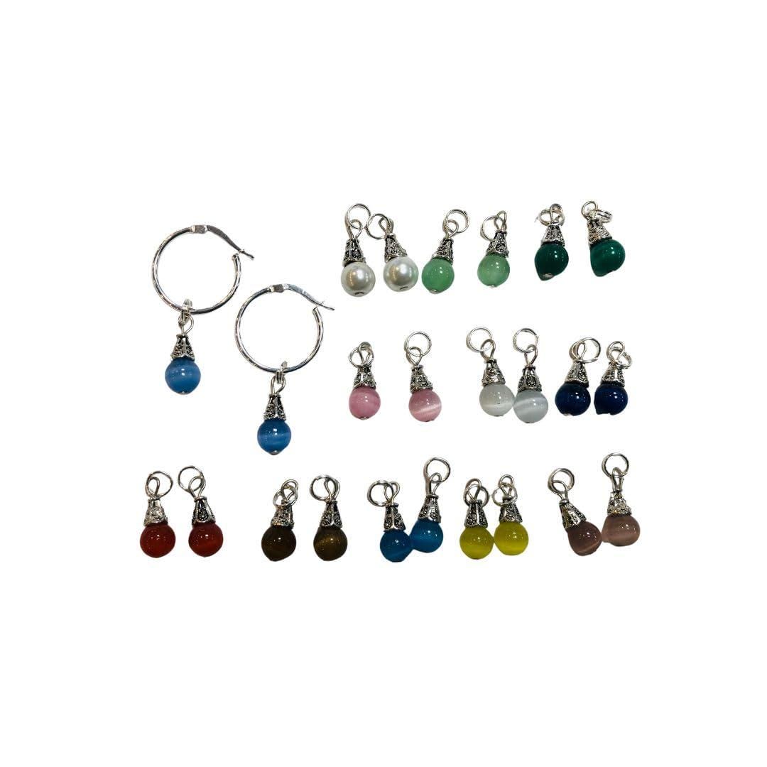 Sterling Hoops With 12 Interchangeable Dangles With Filigree Caps - A ...