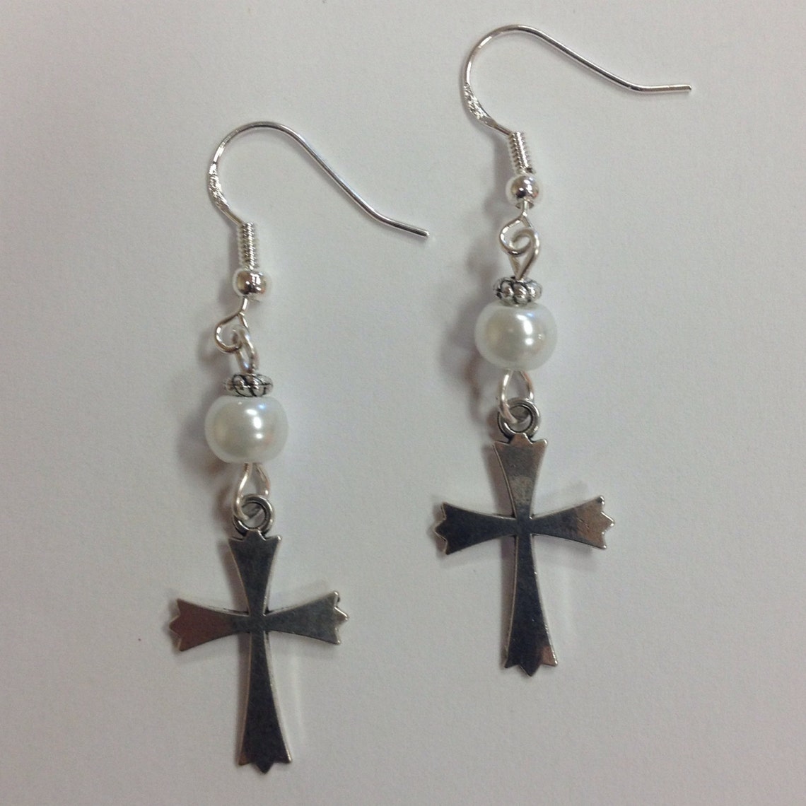 Cross Charm Earrings, Christian Themed - on Sterling Silver Earwires - Etsy